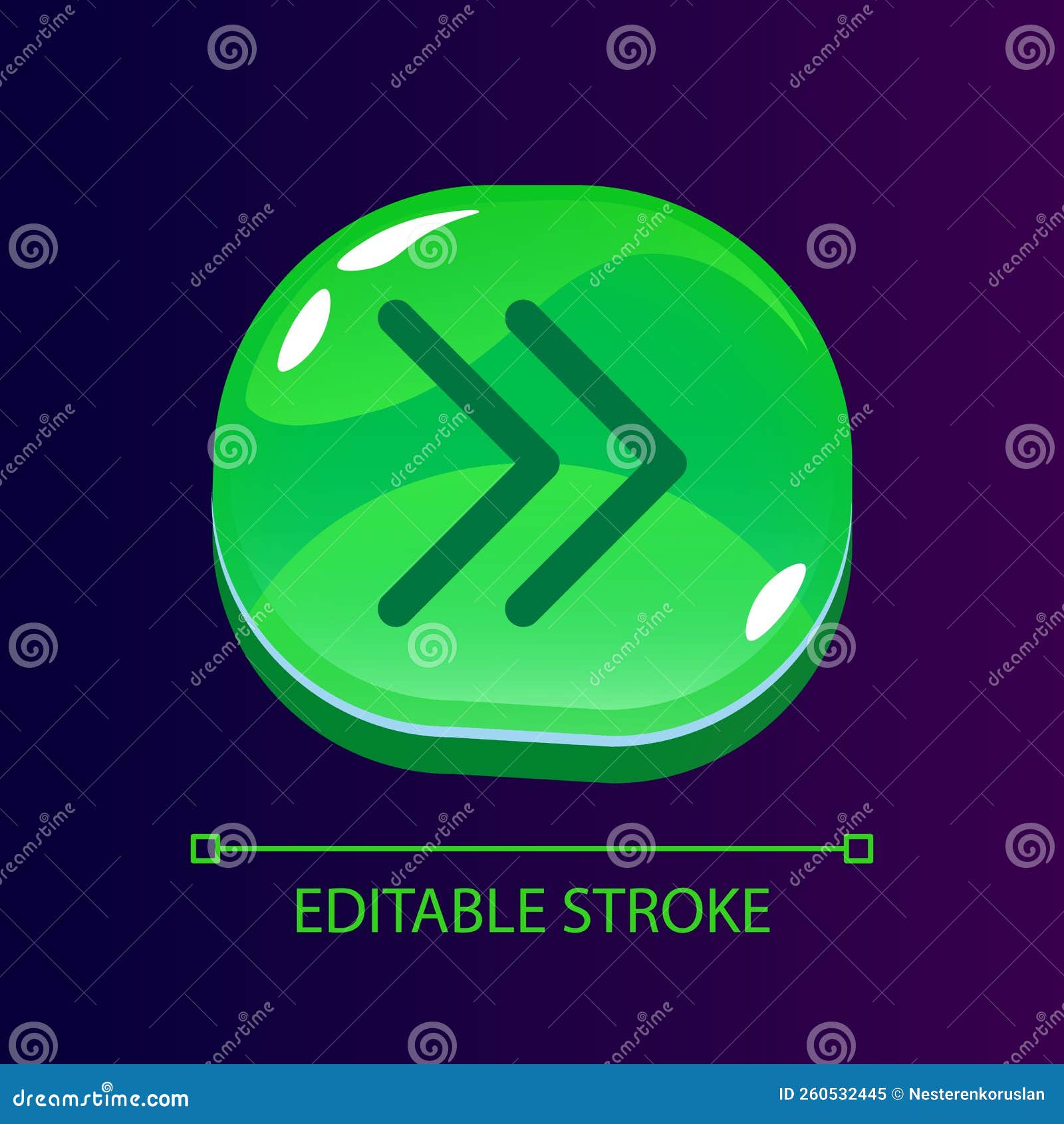 Double Right Side Arrow Glossy Ui Button with Linear Icon Stock Vector - Illustration of vector ...