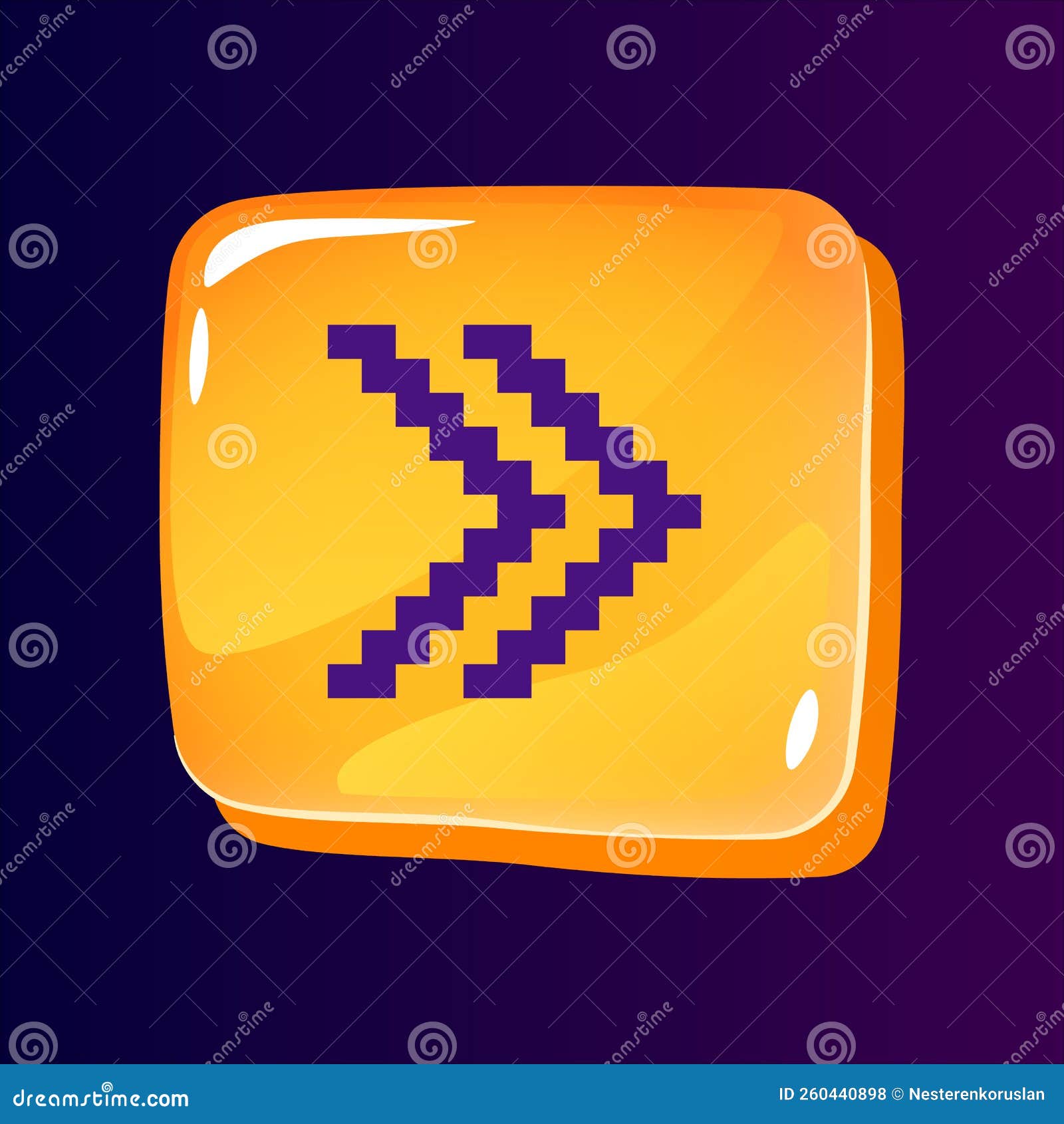 Double Right Side Arrow Glossy Ui Button with Pixelated Color Icon Stock Vector - Illustration ...