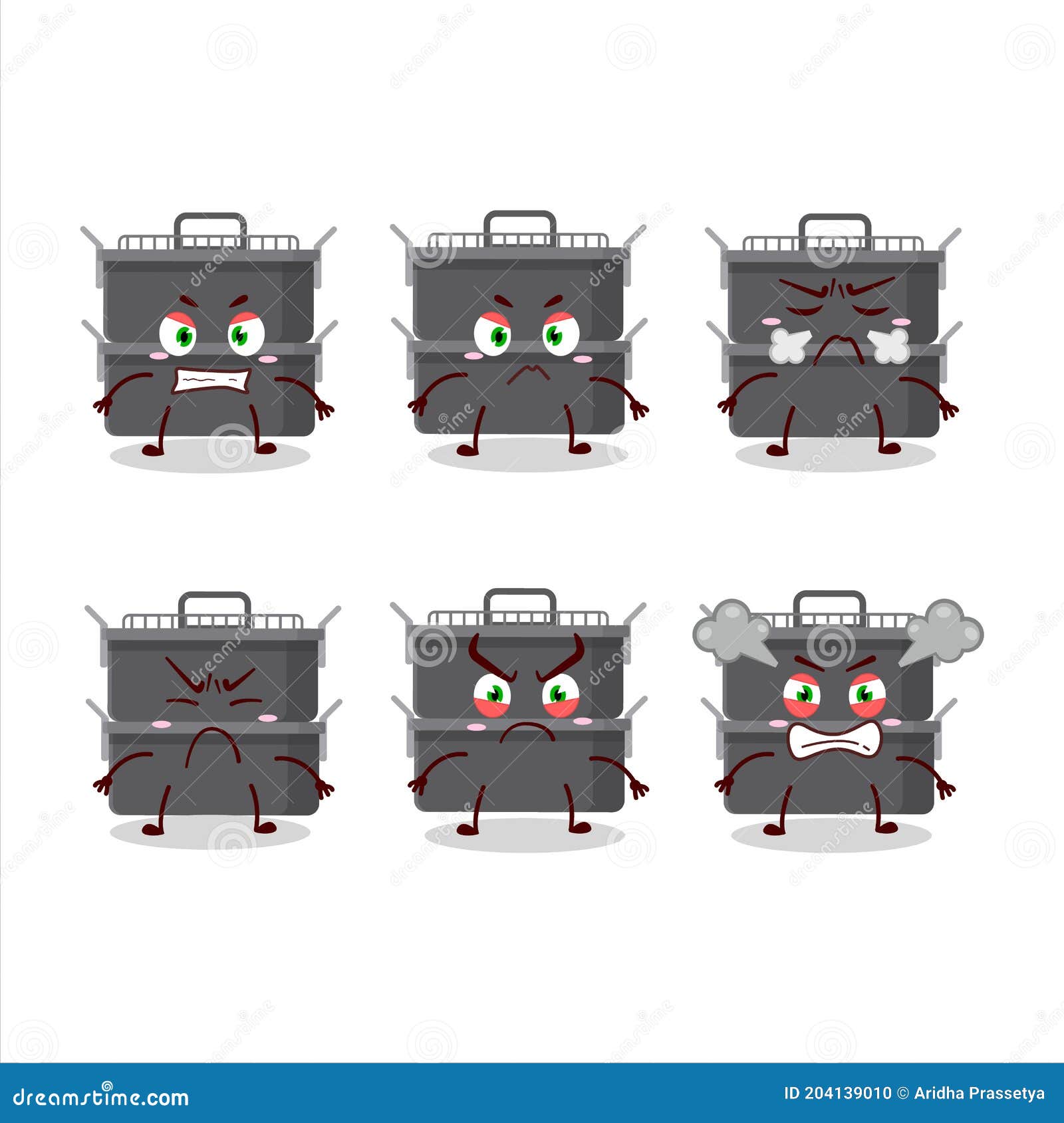 Double Roaster Pan Cartoon Character with Various Angry Expressions ...