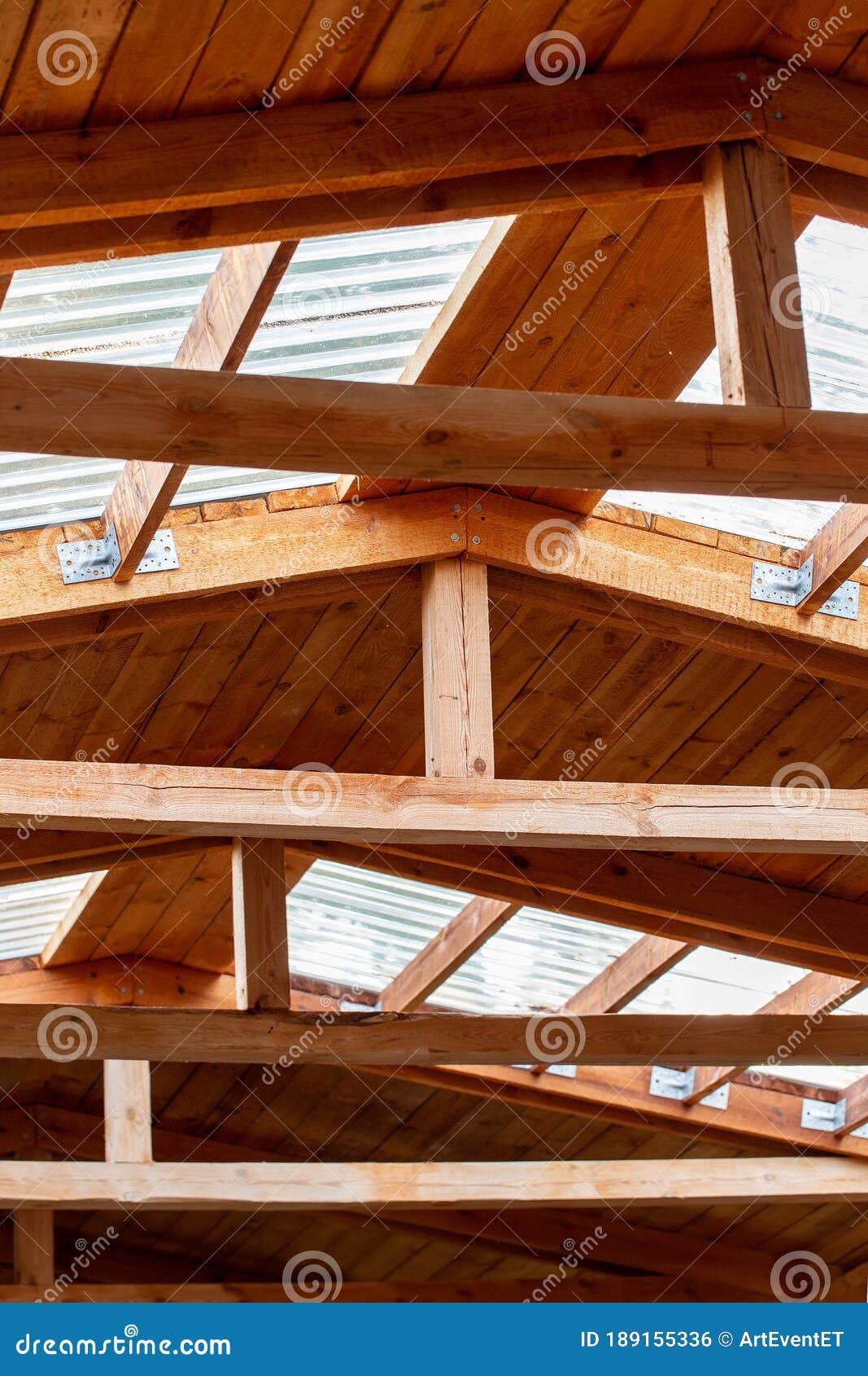 Double Roof Rafters. Construction of Second Floor Stock Photo - Image ...