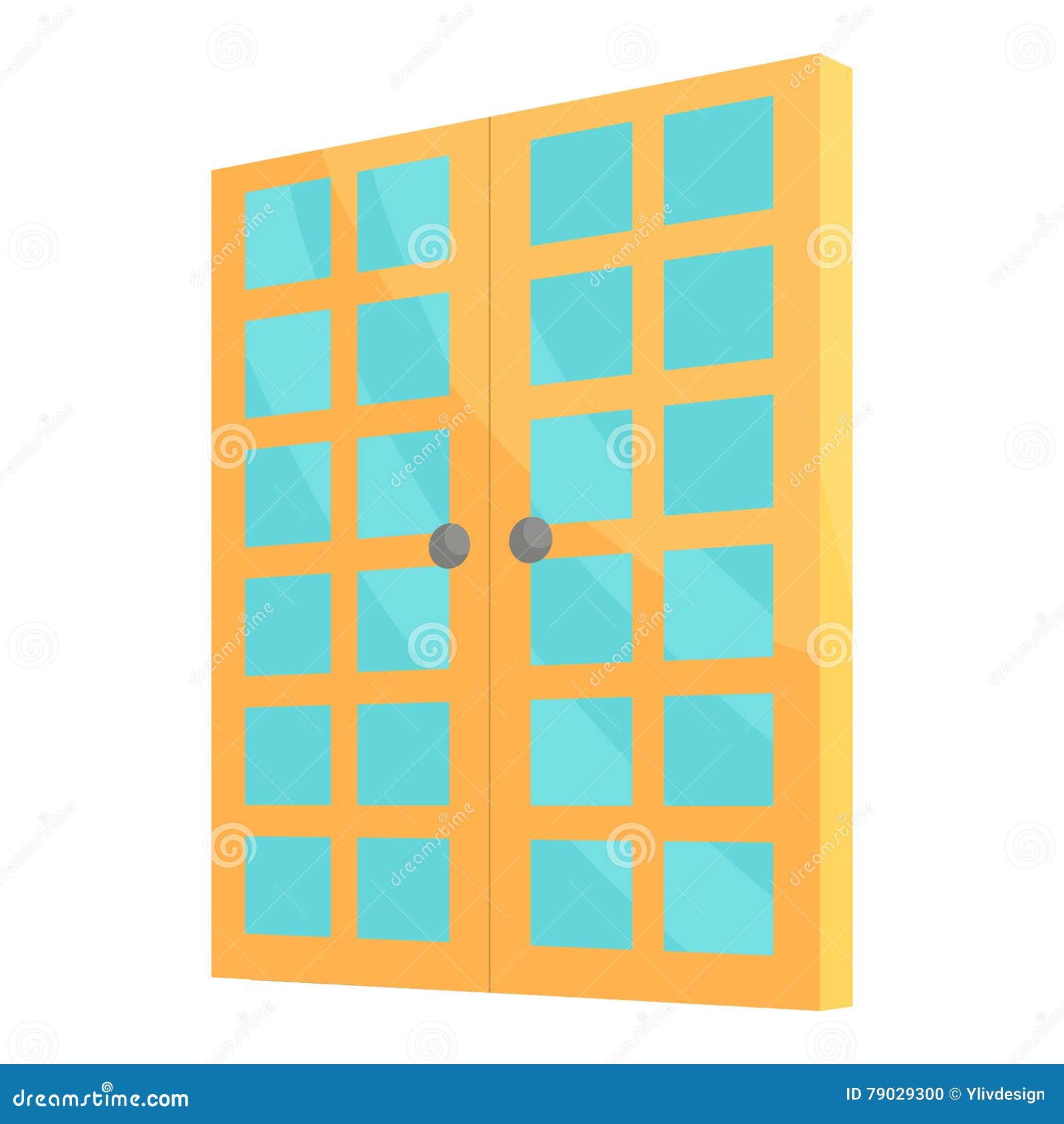 Double Room Door Icon, Cartoon Style Stock Vector - Illustration of ...