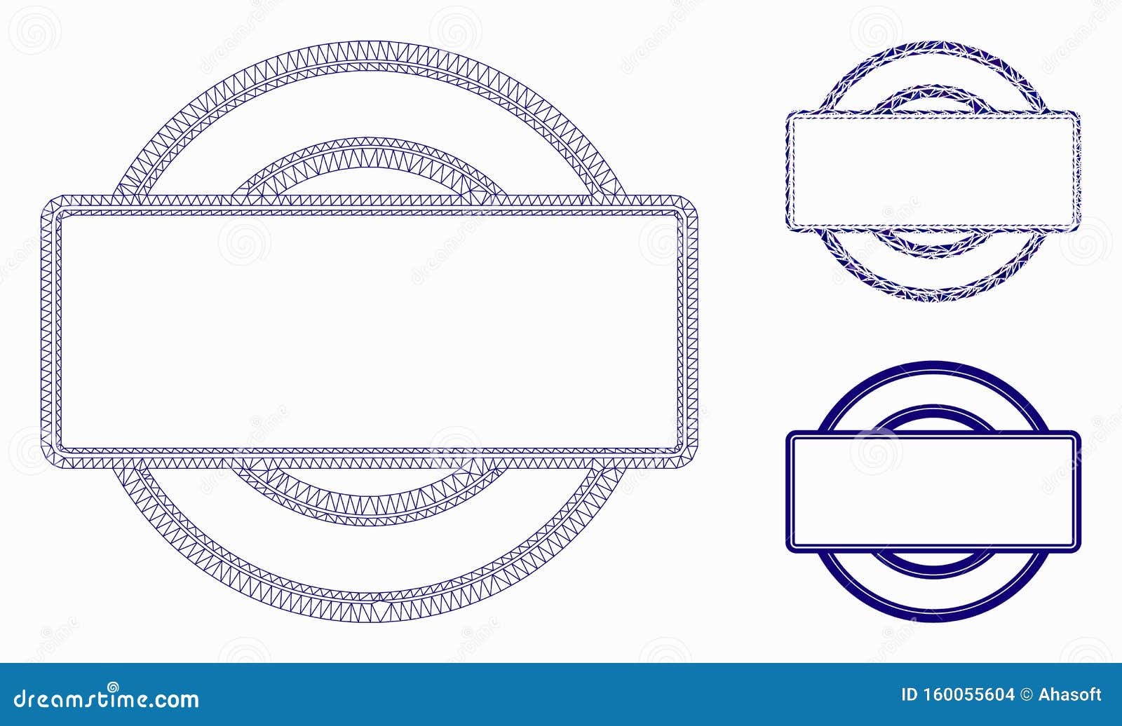Double Round and Rectangle Frame Vector Mesh 2D Model and Triangle ...