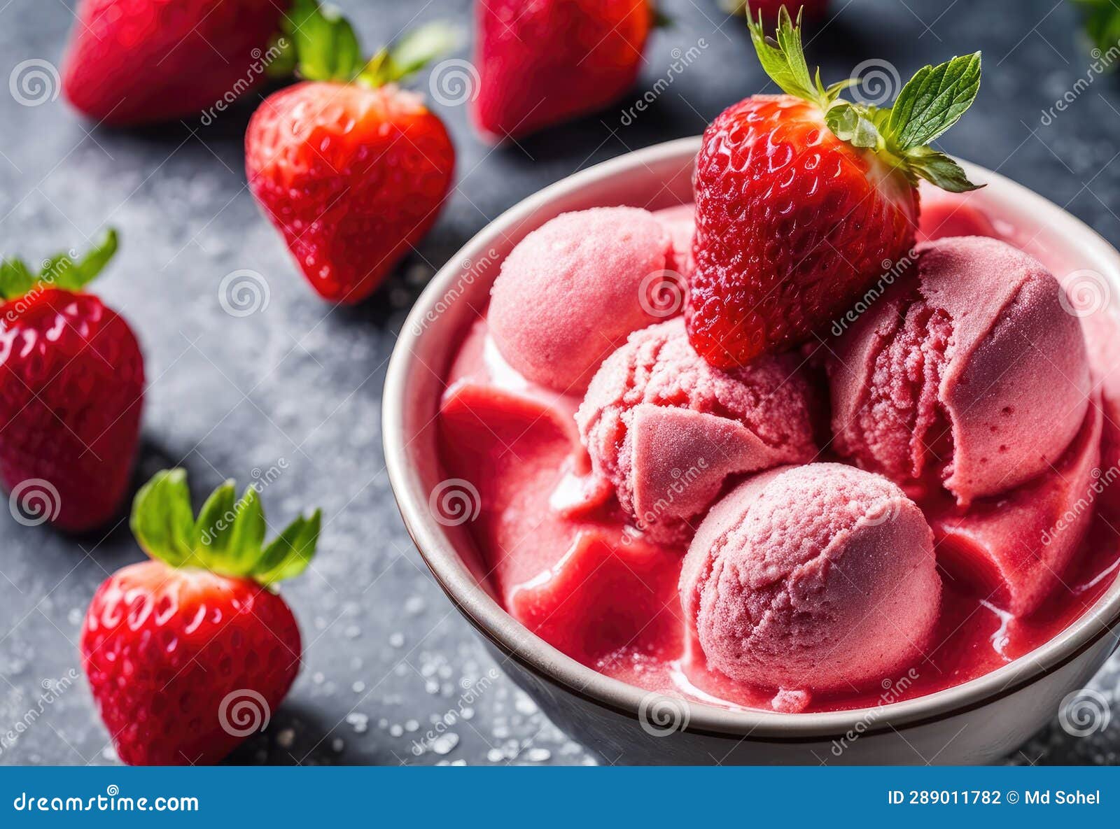 A Double Scoop of Strawberry and Raspberry Sorbet in a Cup. Stock ...