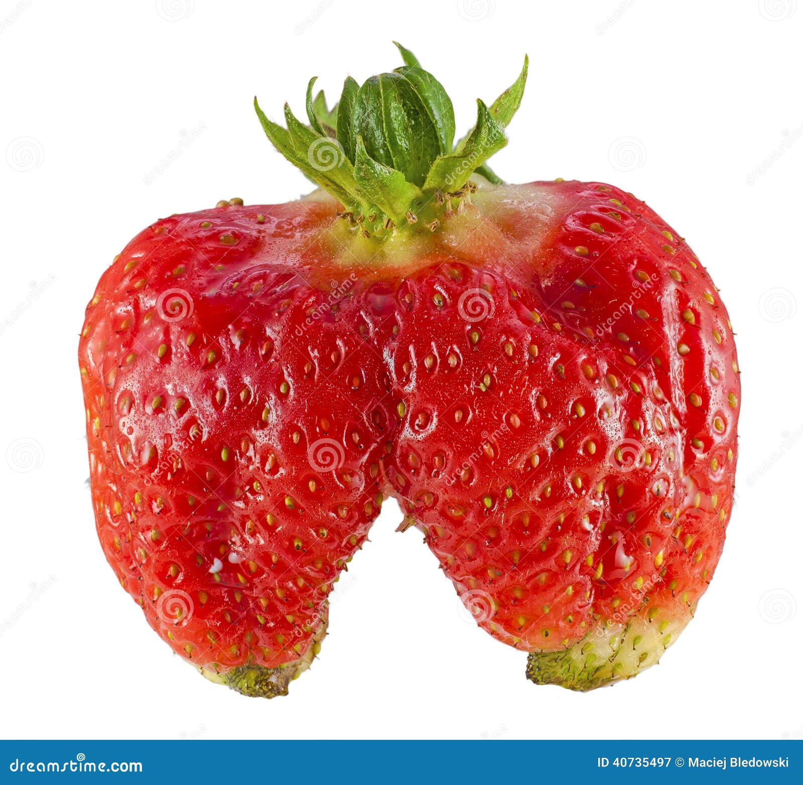 Double Shape Strawberry, Close Up on White. Stock Image - Image of ...