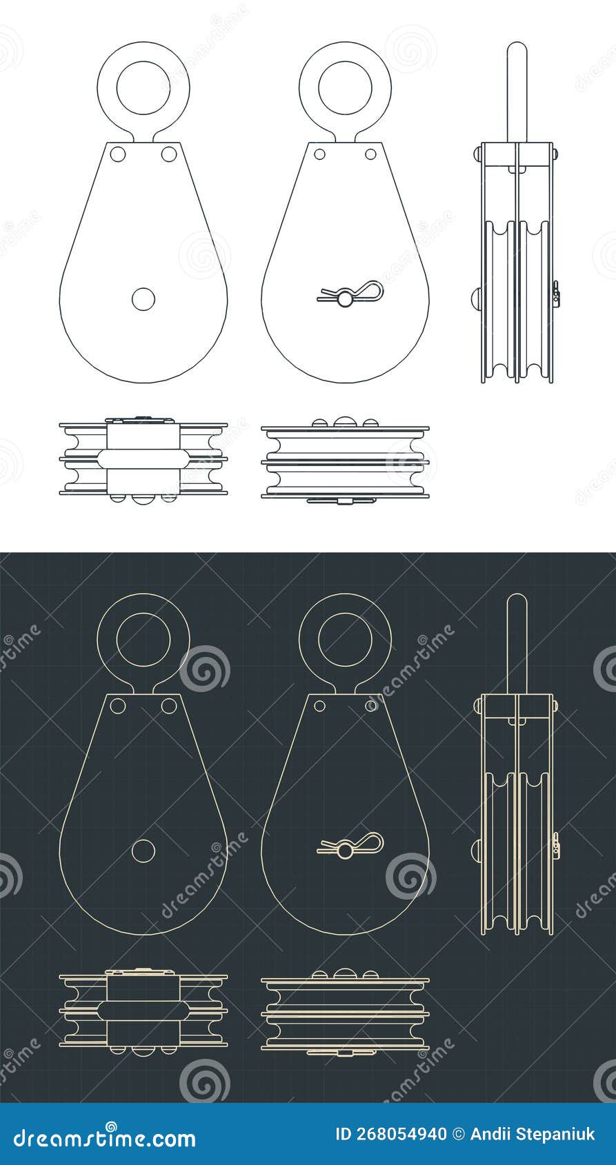 Double Sheave Suspended Block Blueprints Stock Vector - Illustration of ...