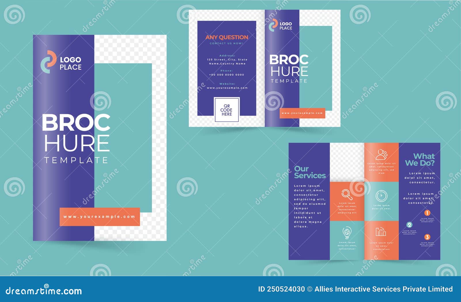 Double-Side of Bi-Fold Brochure Template Design Stock Illustration ...