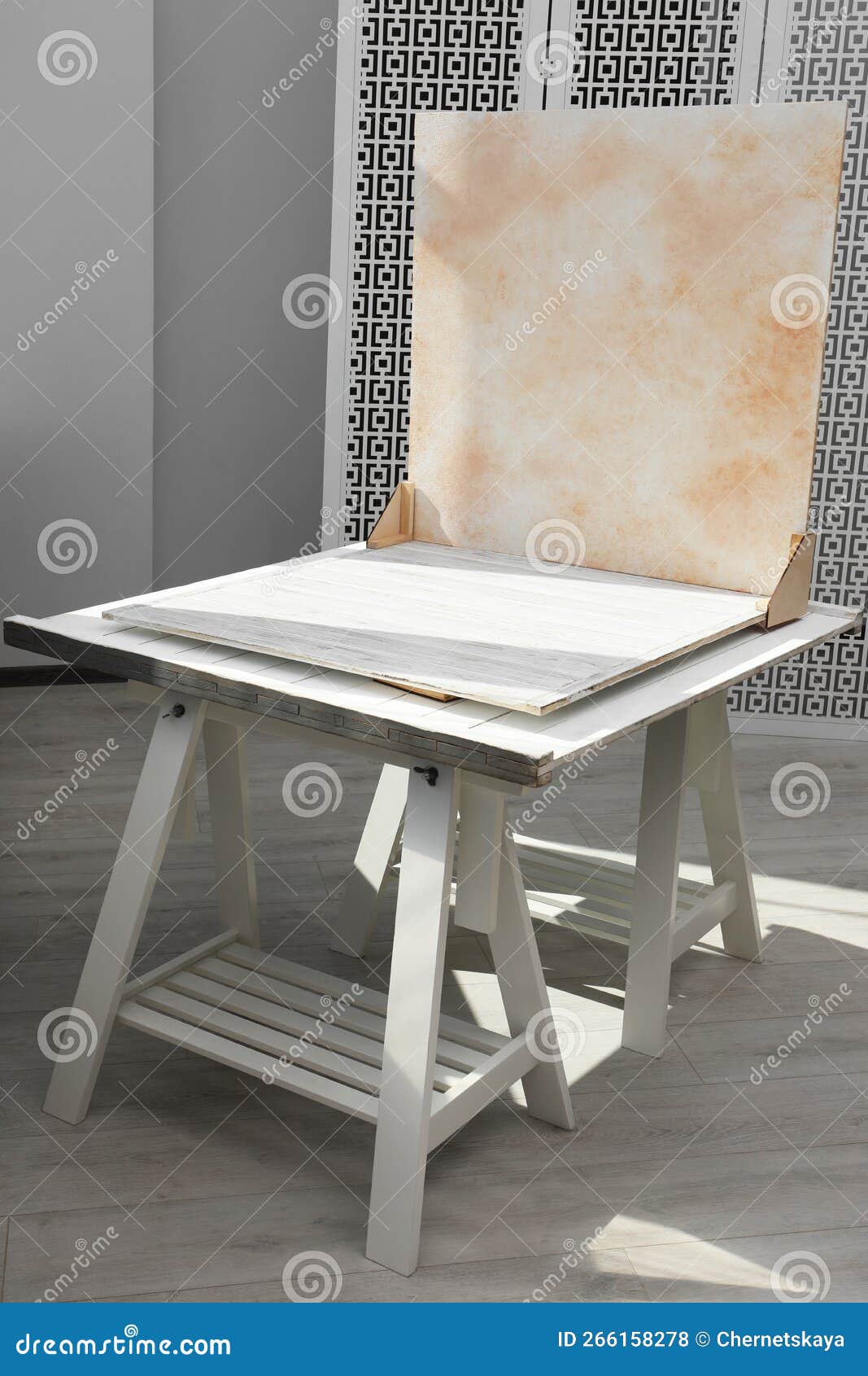 Double-sided Backdrop on Table in Photo Studio Stock Photo - Image of ...