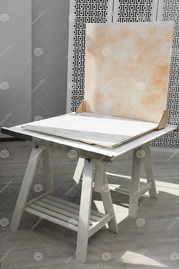 Double-sided Backdrop on Table in Photo Studio Stock Photo - Image of ...