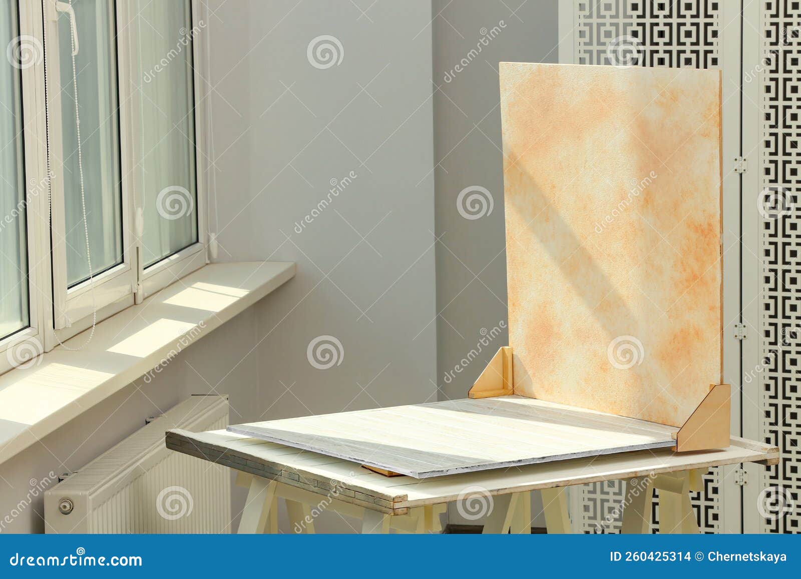 Double-sided Backdrop on Table in Photo Studio. Space for Text Stock ...