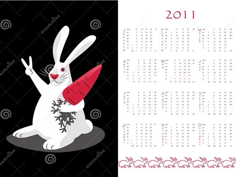 Double-sided calendar 2011 stock vector. Illustration of white - 15191175
