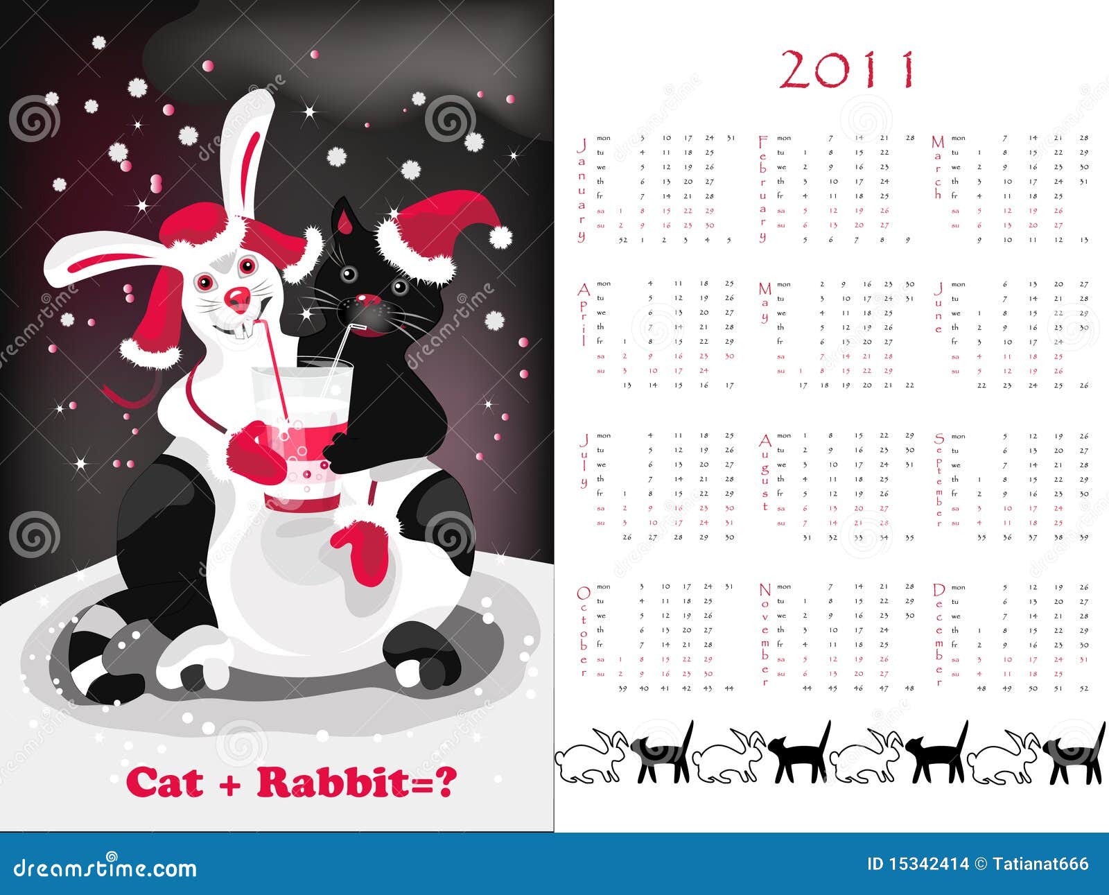 Double-sided calendar 2011 stock illustration. Illustration of vector ...