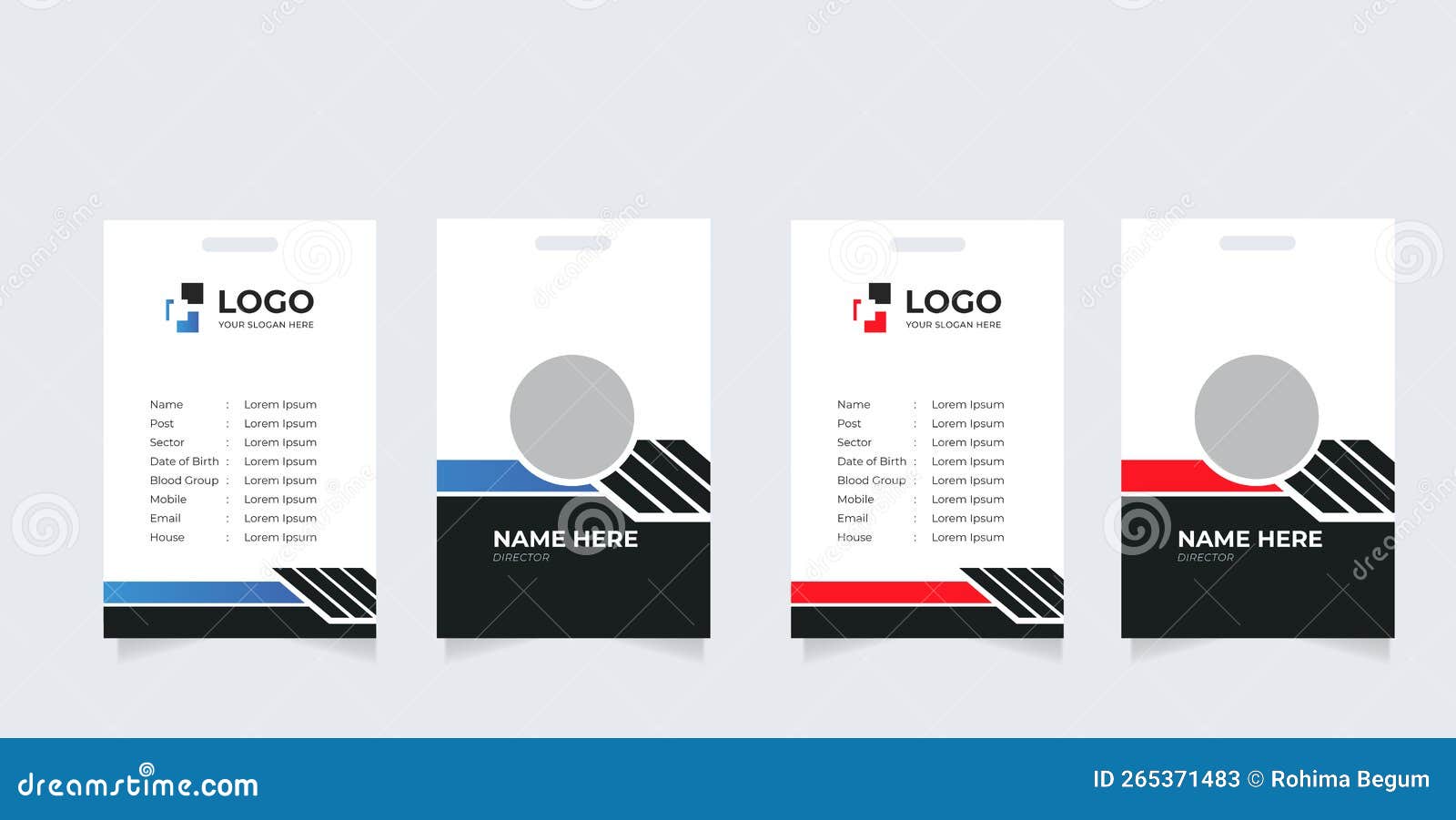 Double-sided Creative ID Card Design Template. Horizontal and Vertical ...