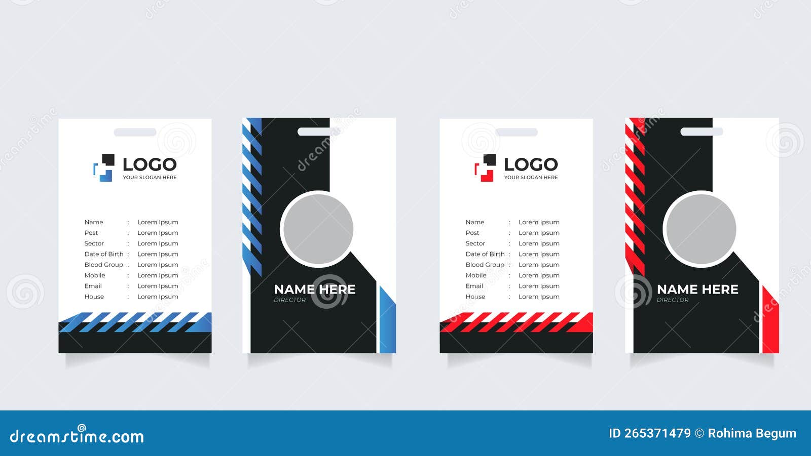 Double Sided Creative And Modern Id Card Template Portrait And