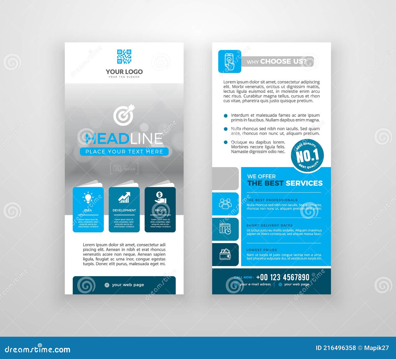 Double-sided DL Flyer Design. Brochure or Flyer Template. Stock Vector ...