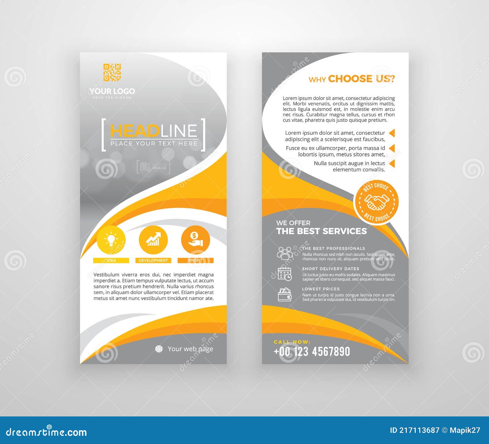 Double-sided DL Flyer Design. Brochure or Flyer Template. Stock Vector ...