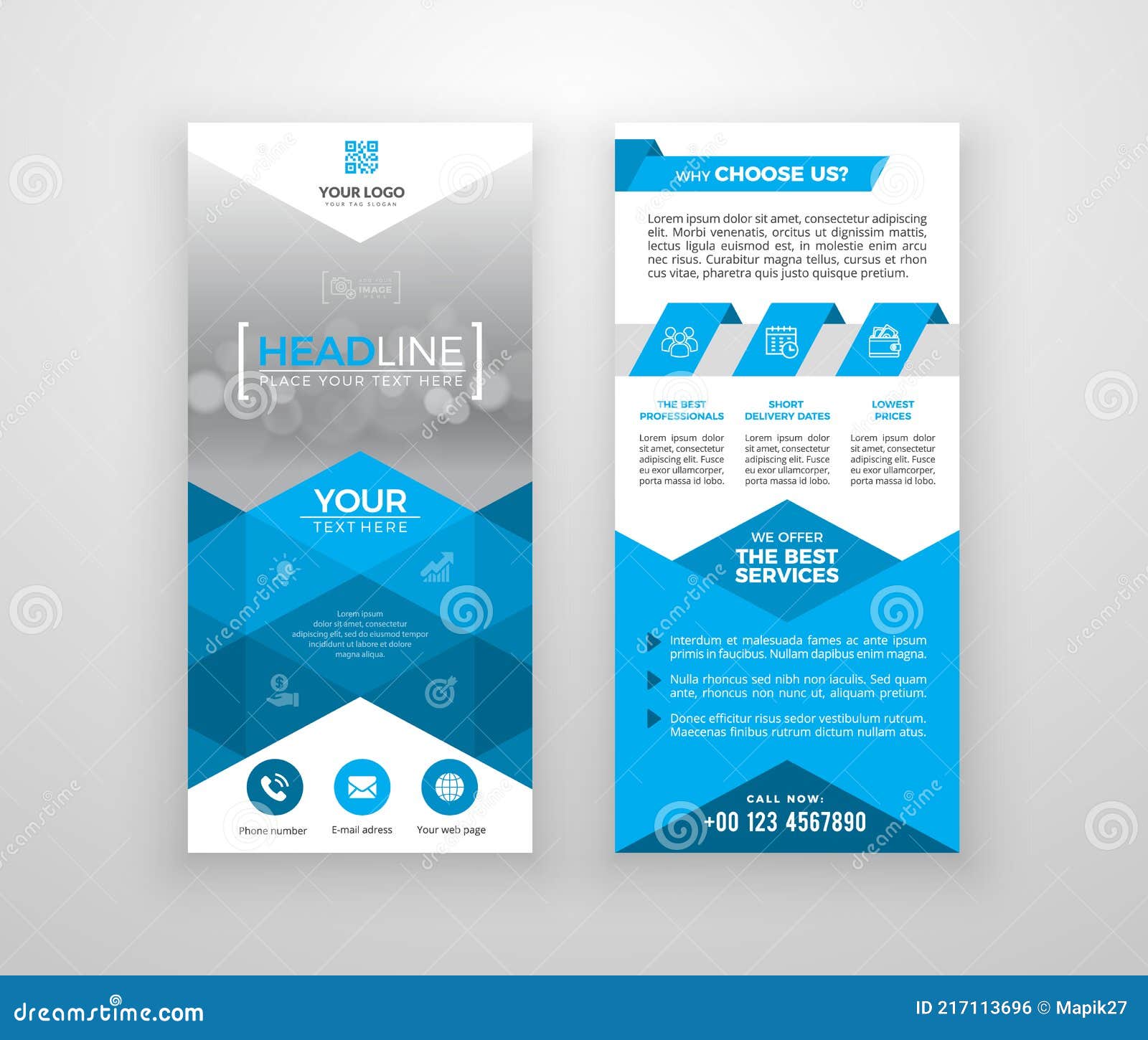 Double-sided DL Flyer Design. Brochure or Flyer Template. Stock Vector ...