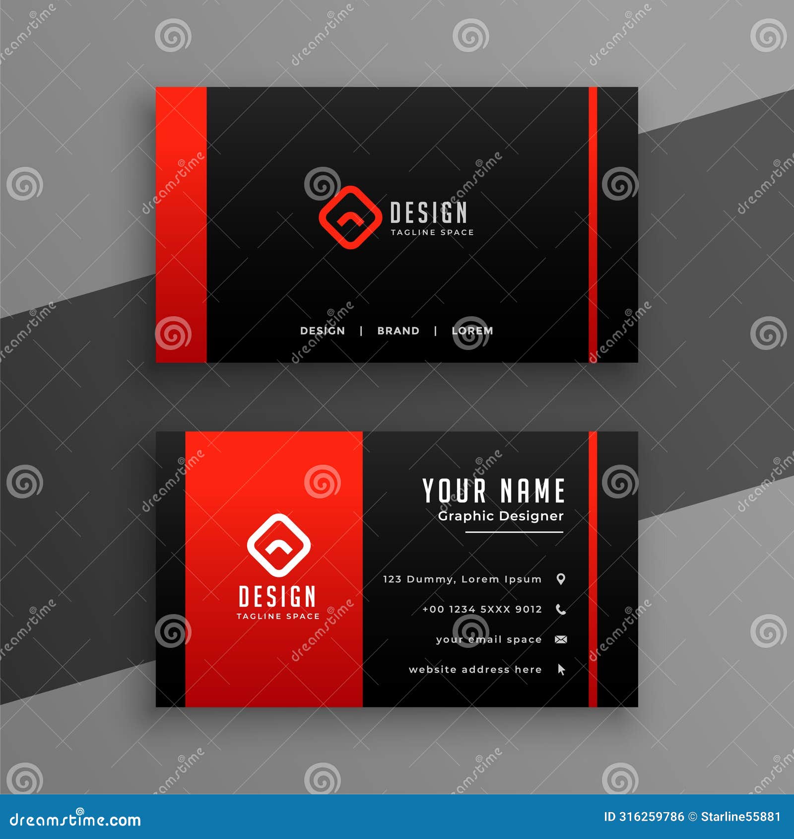 Double Sided Professional Visiting Card Template in Red and Black Color ...