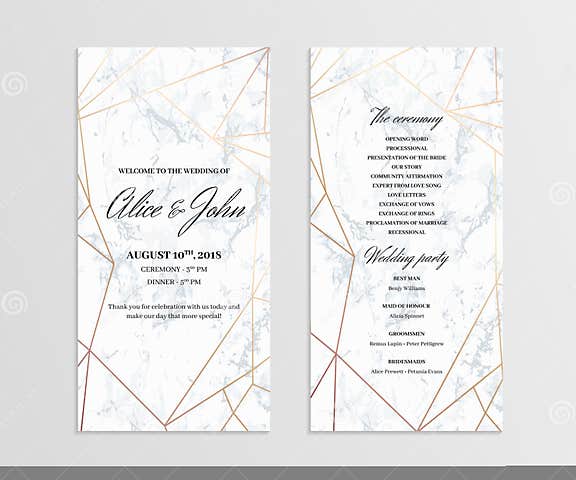 Double-sided Wedding Program Template Stock Vector - Illustration of ...