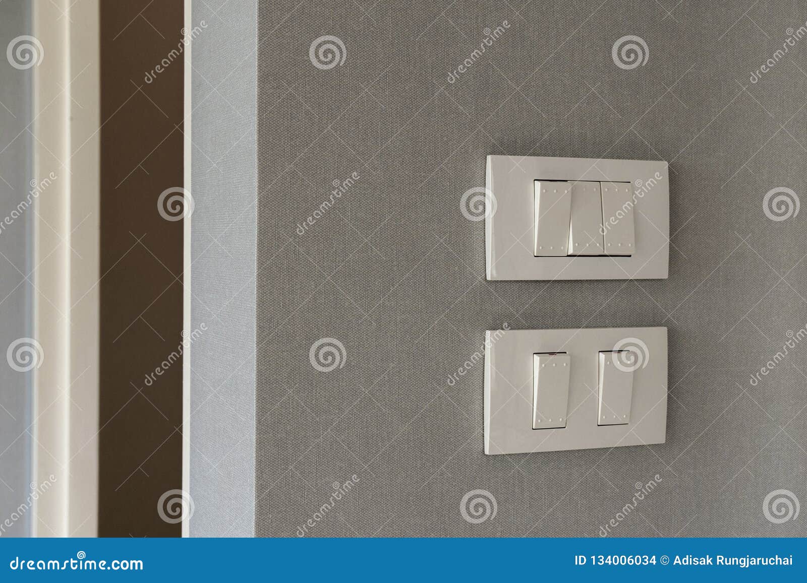 Double Socket with a Switch on the Wall. Wall Point Plug Stock Photo ...