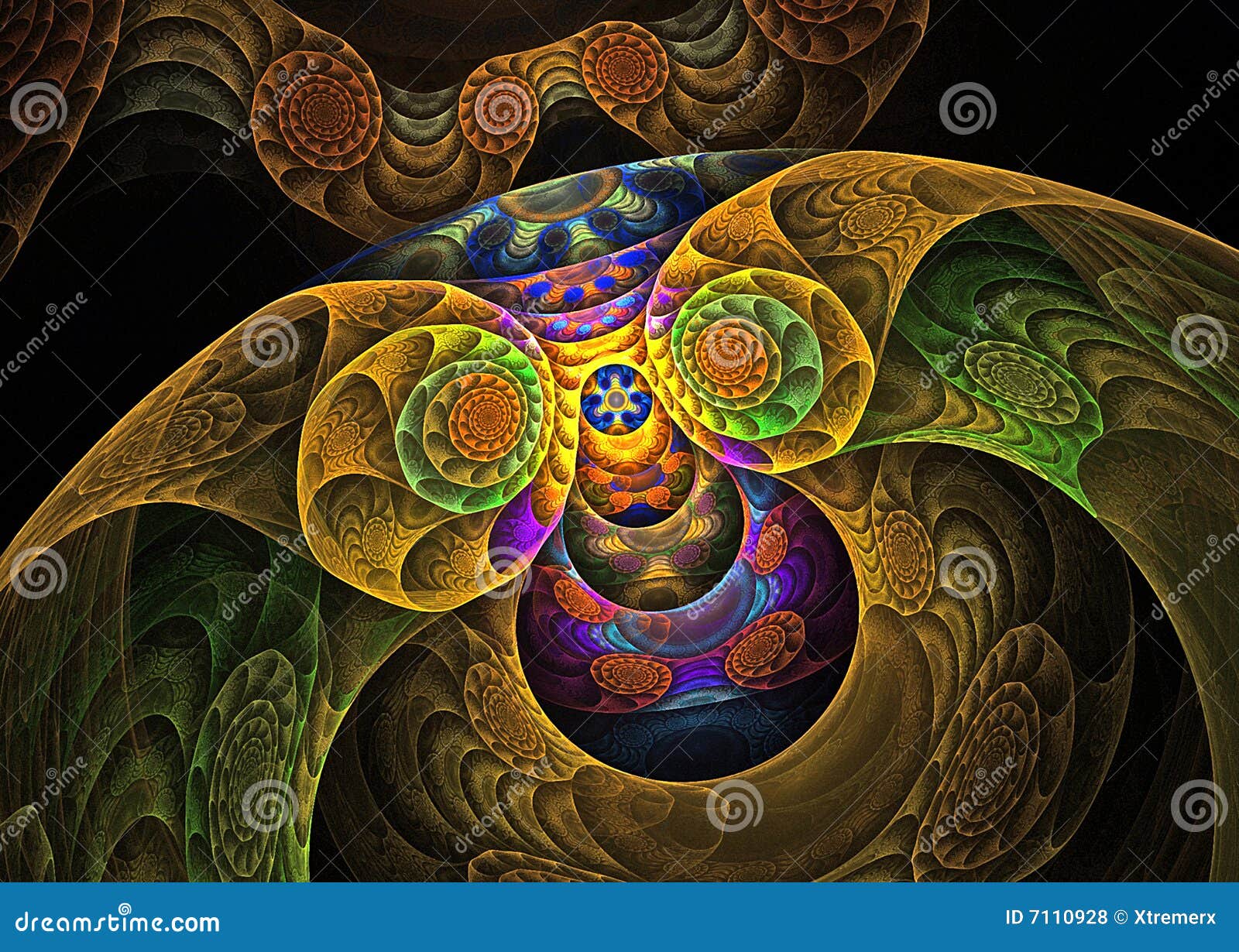 Double Spiral Round Frame Golden Circle Black Background Vector ...