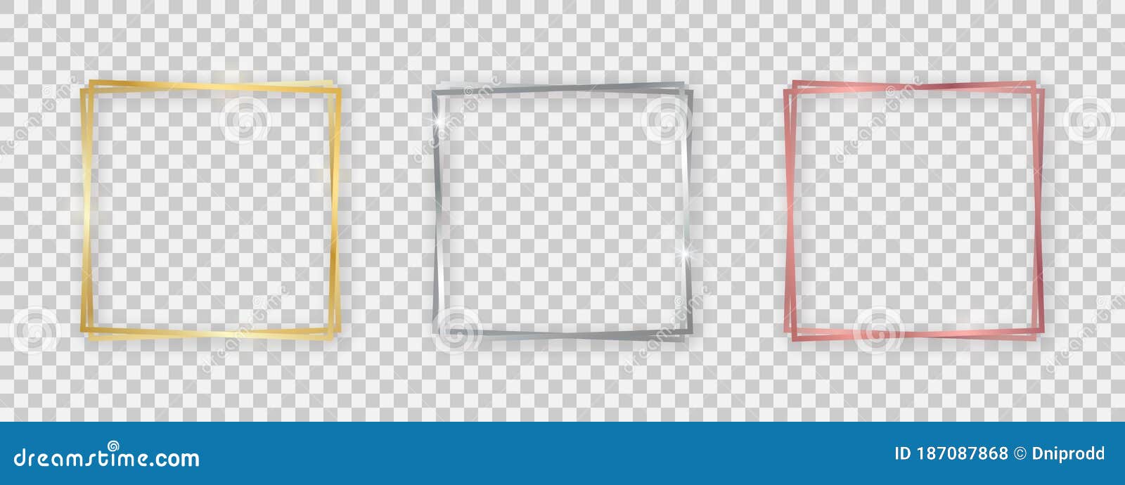 Square Shiny Frames with Glowing Effects Stock Vector - Illustration of ...