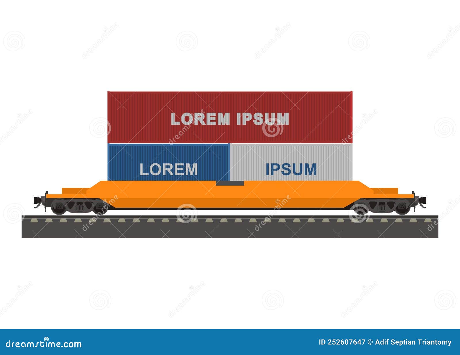 Double Stack Container Wagon. Simple Flat Illustration. Stock Vector ...