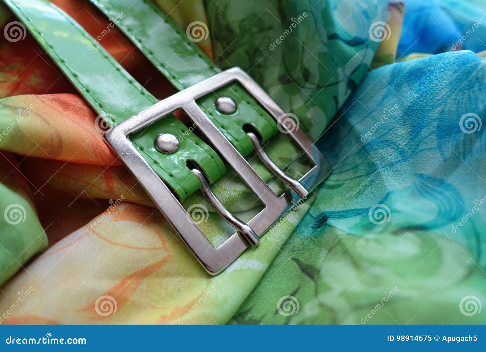 Double Buckle and Belt on Multi-colored Textile Stock Image - Image of ...