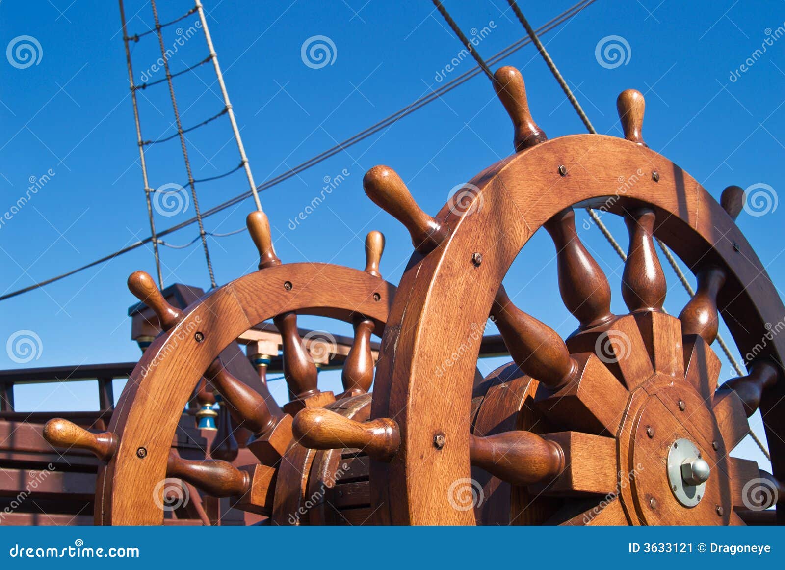 Double Steering Wheel of Big Sailing Boat Stock Image - Image of ...