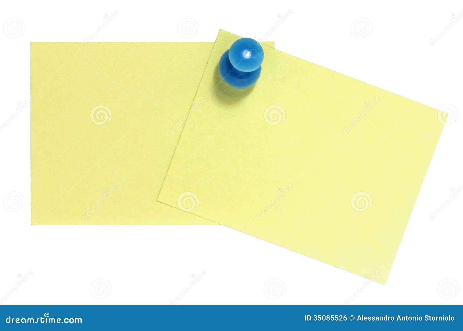 Double Sticky Note with Blue Pin Stock Photo - Image of blue, object ...