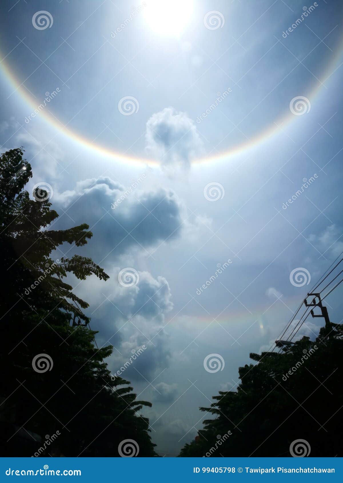 Double sunset sun stock photo. Image of rainbow, bluesky - 99405798
