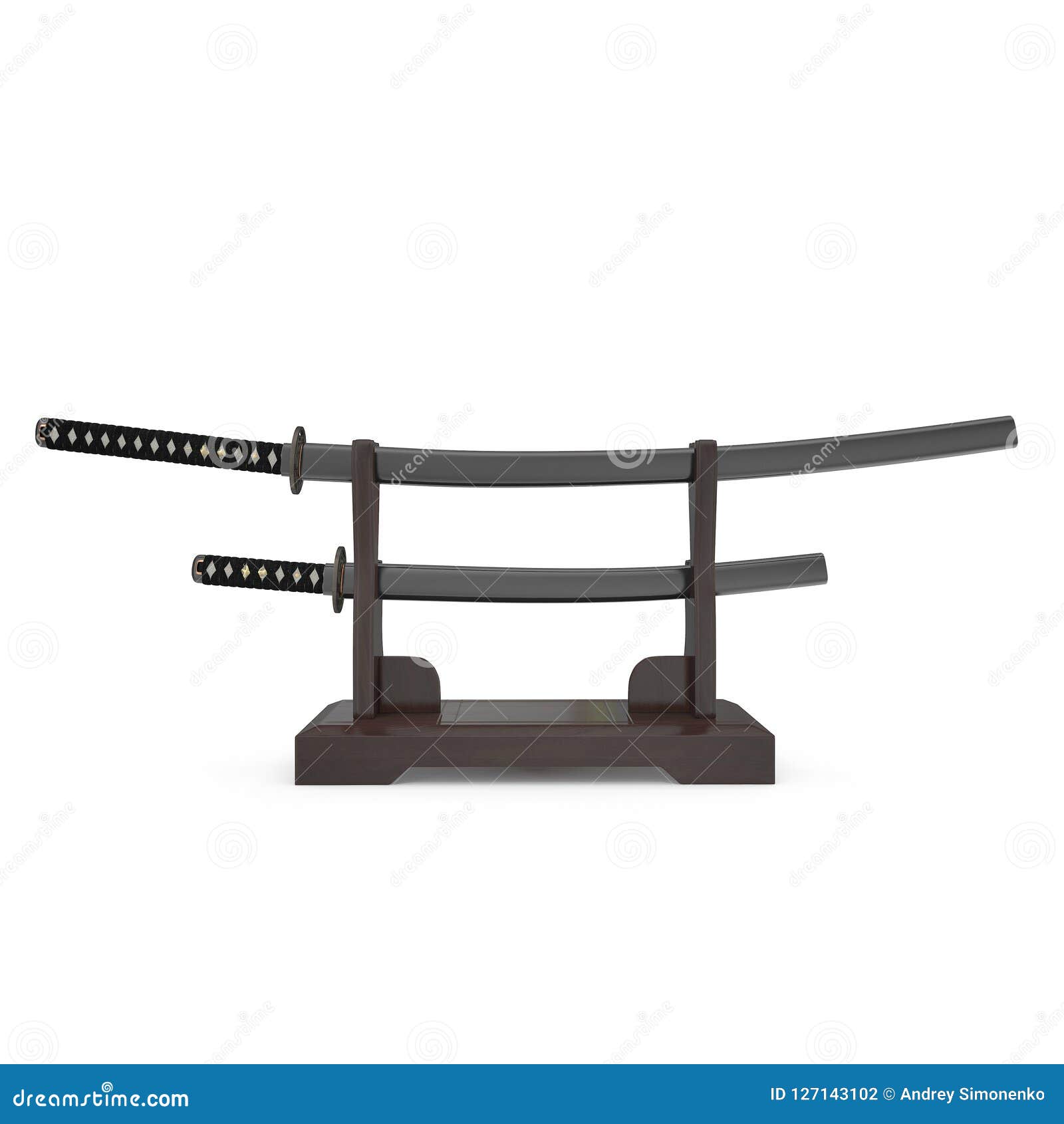Double Sword Stand for Samurai Katana and Wakizashi. 3D Illusration ...