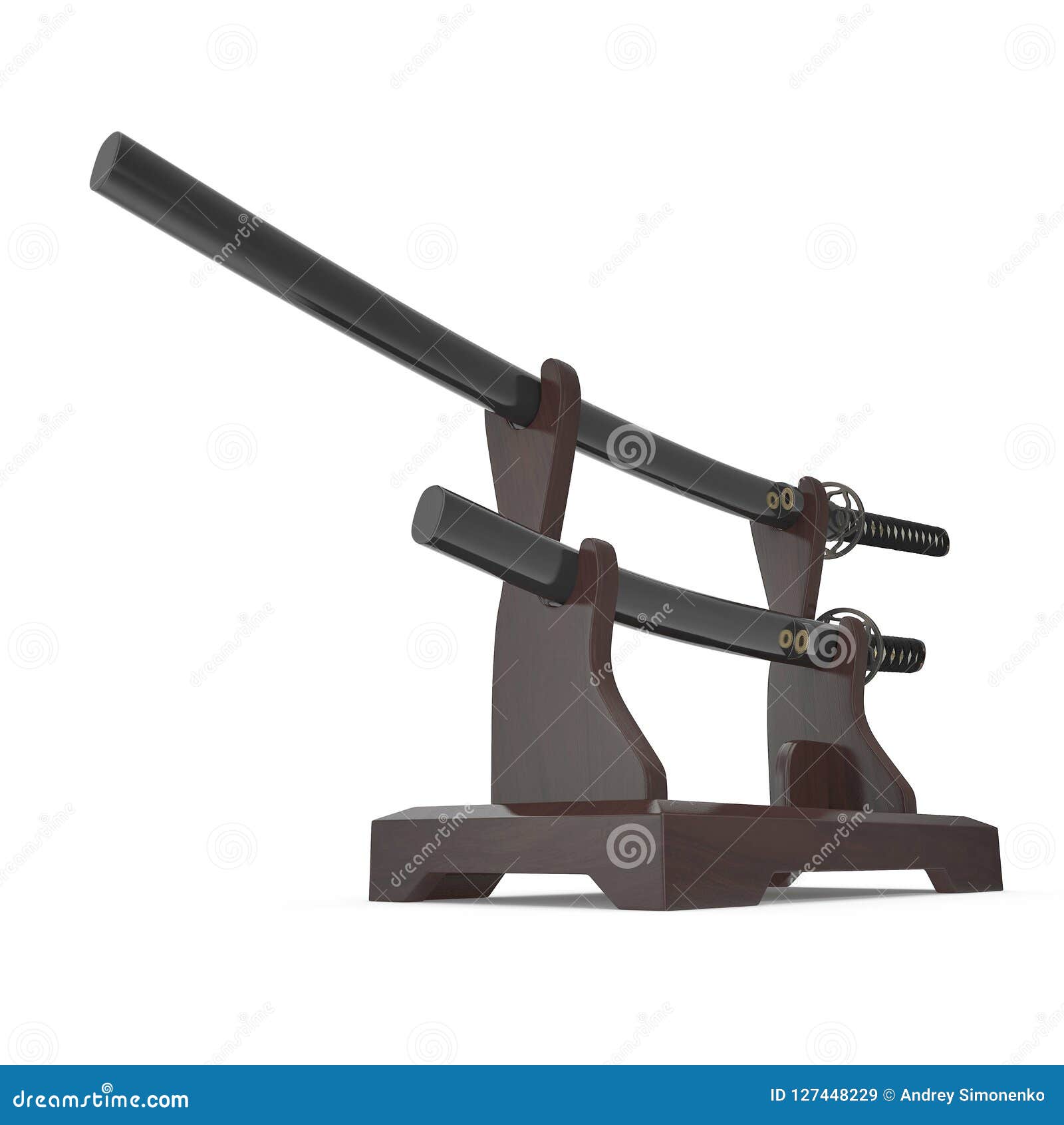 Double Sword Stand For Samurai Katana And Wakizashi. 3D Illustration ...