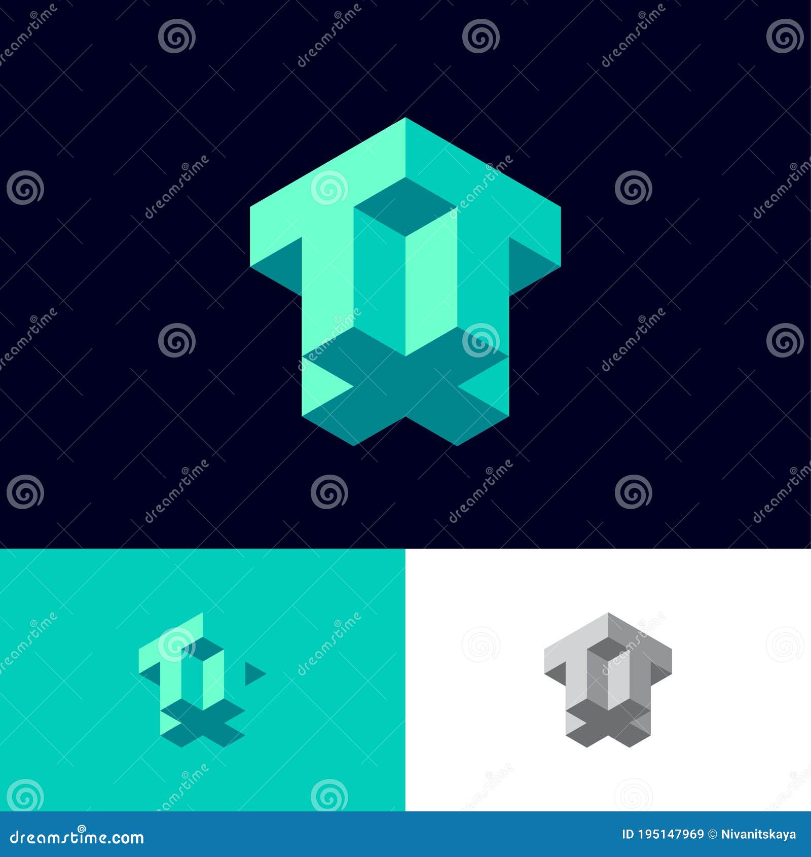 Double T Monogram Like Isometric Projection. T Plus T Volume Box Logo ...