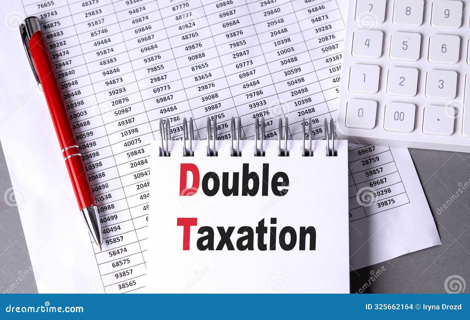 DOUBLE TAXATION Text on Notebook with Chart , Pen and Calculator Stock ...