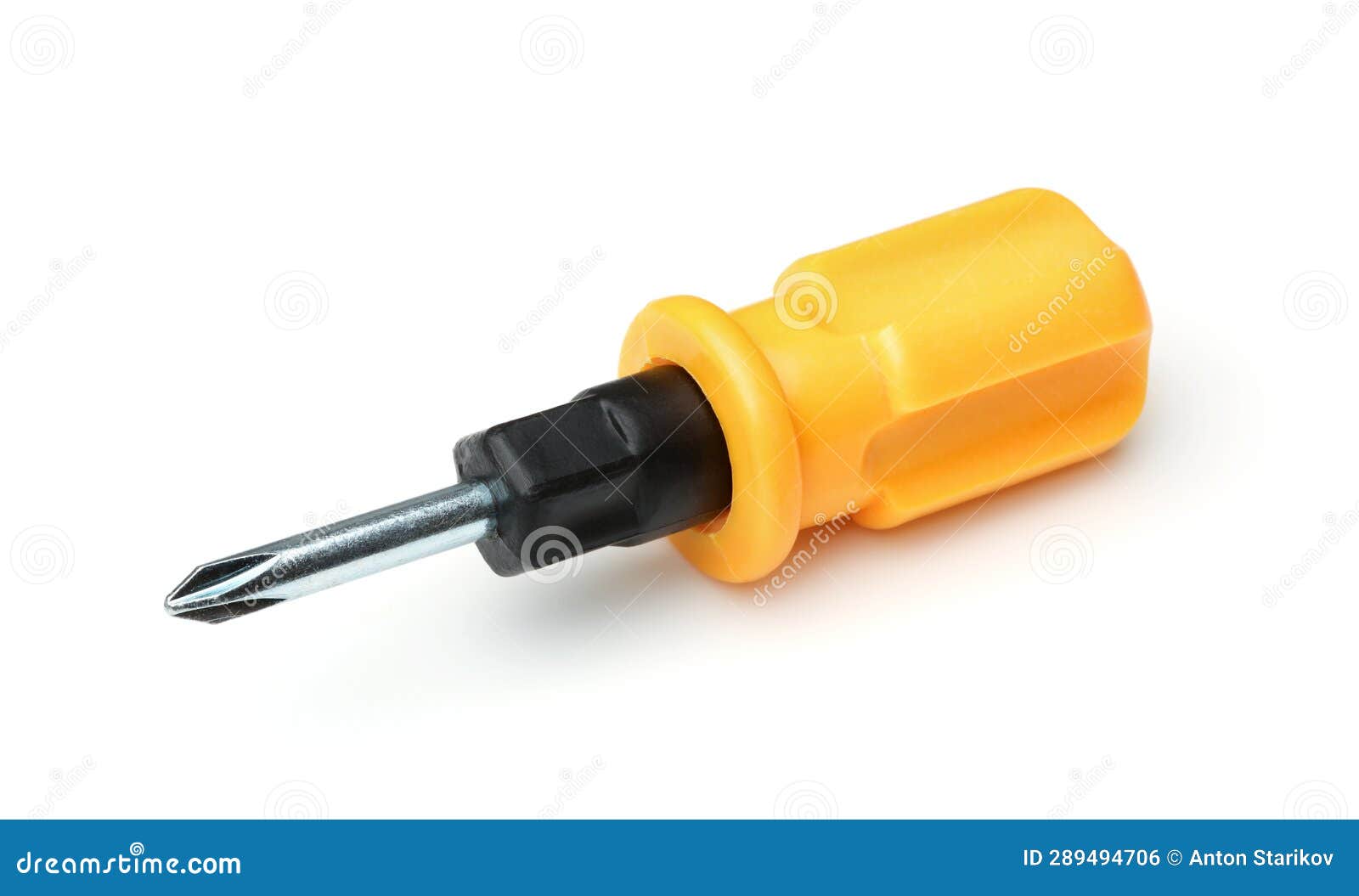 Double Tip Screwdriver with Yellow Plastic Handle Stock Photo - Image ...