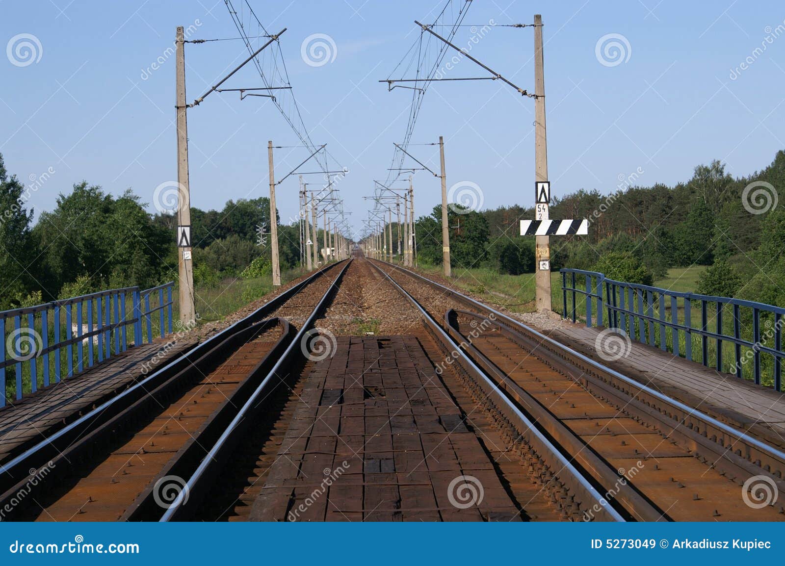 Double-track rails stock image. Image of angle, straight - 5273049