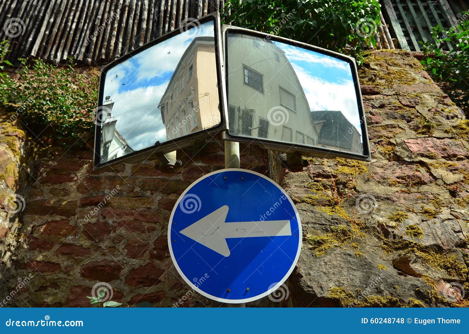 Double traffic mirrors stock photo. Image of land, mirrors - 60248748