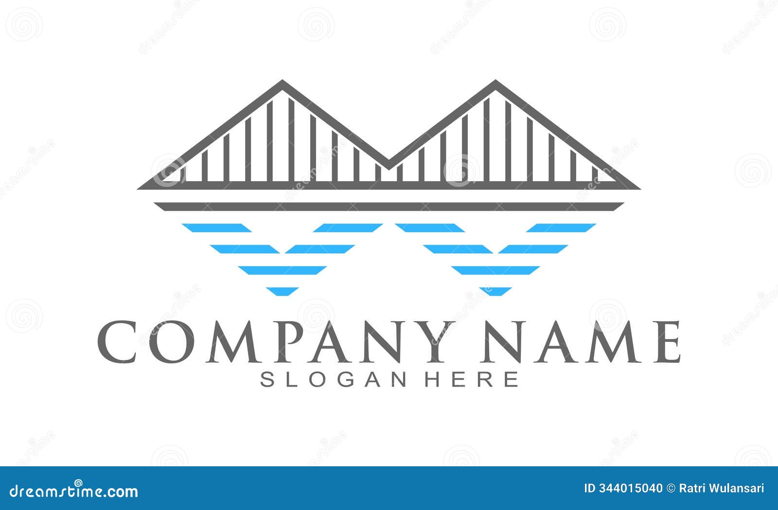 Double Triangle River Bridge Logo Design Vector Stock Vector ...