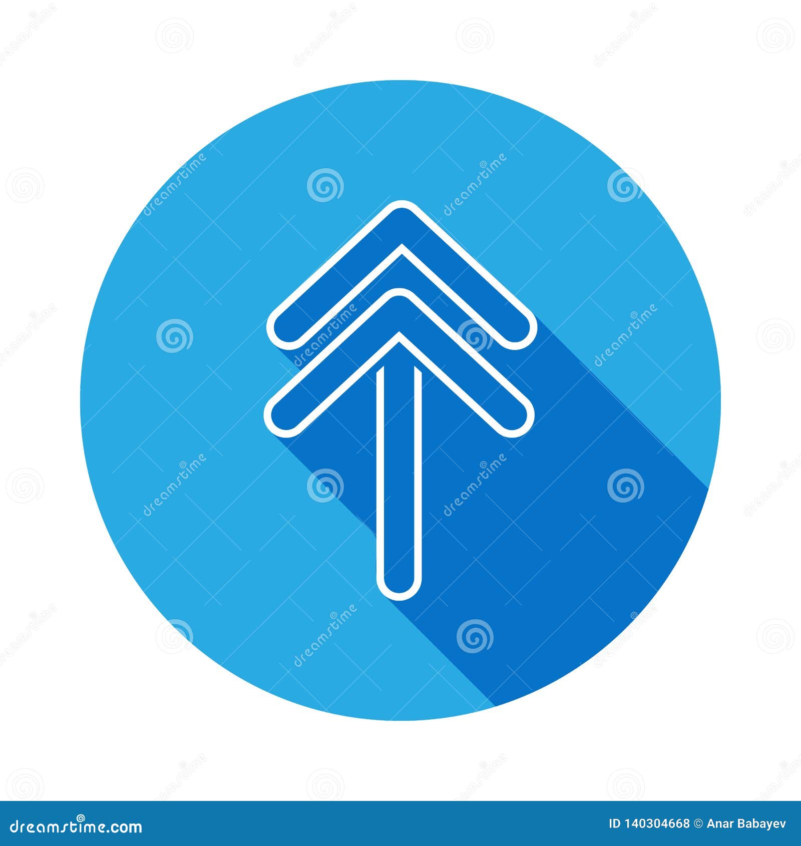 Double Up Arrow Icon with Long Shadow. Thin Line Icon for Website ...