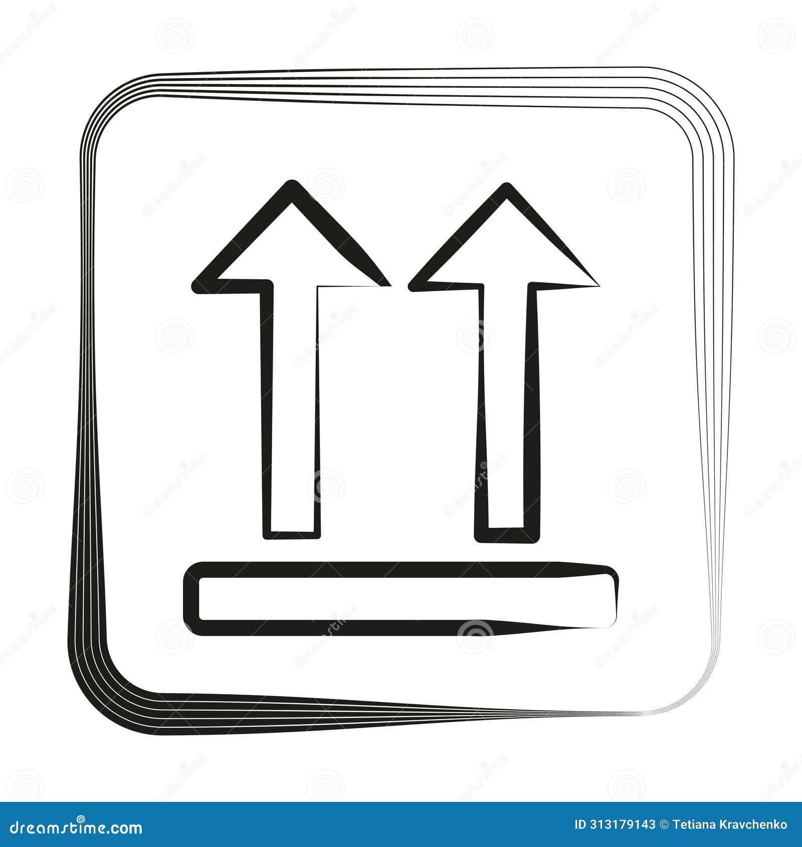 Double Upward Arrows. Progress Symbol. Directional Square Frame. Vector ...