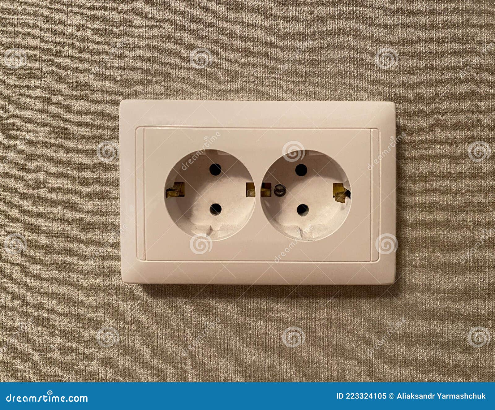 Double Wall Socket in White Color Close-up Stock Image - Image of ...