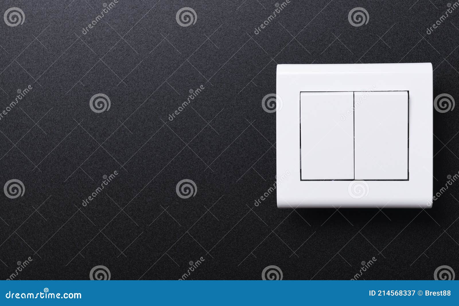 The Double Wall Switch of White Color on a Black Background. Stock ...