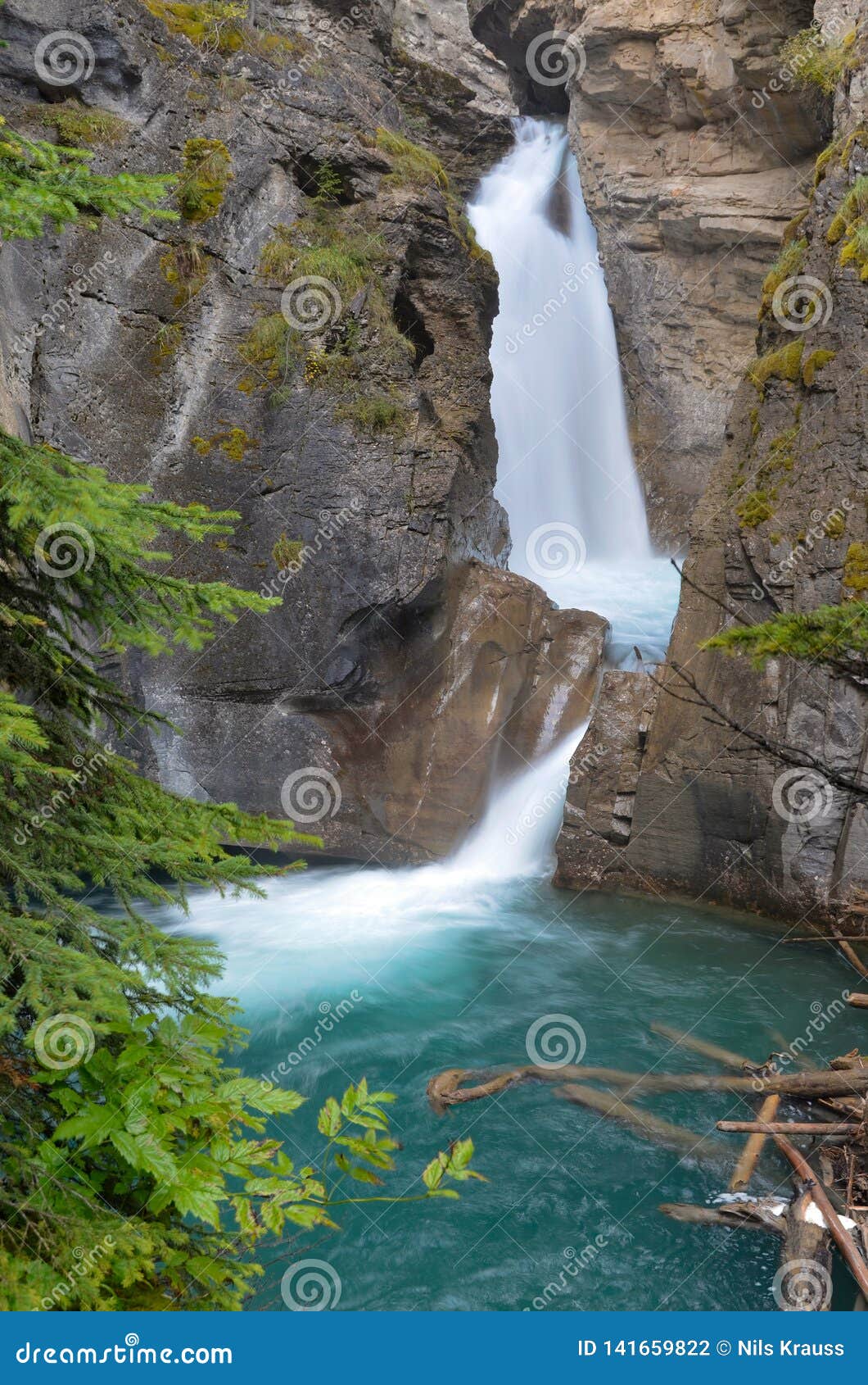 Double waterfall 2 stock photo. Image of scenic, rockies - 141659822