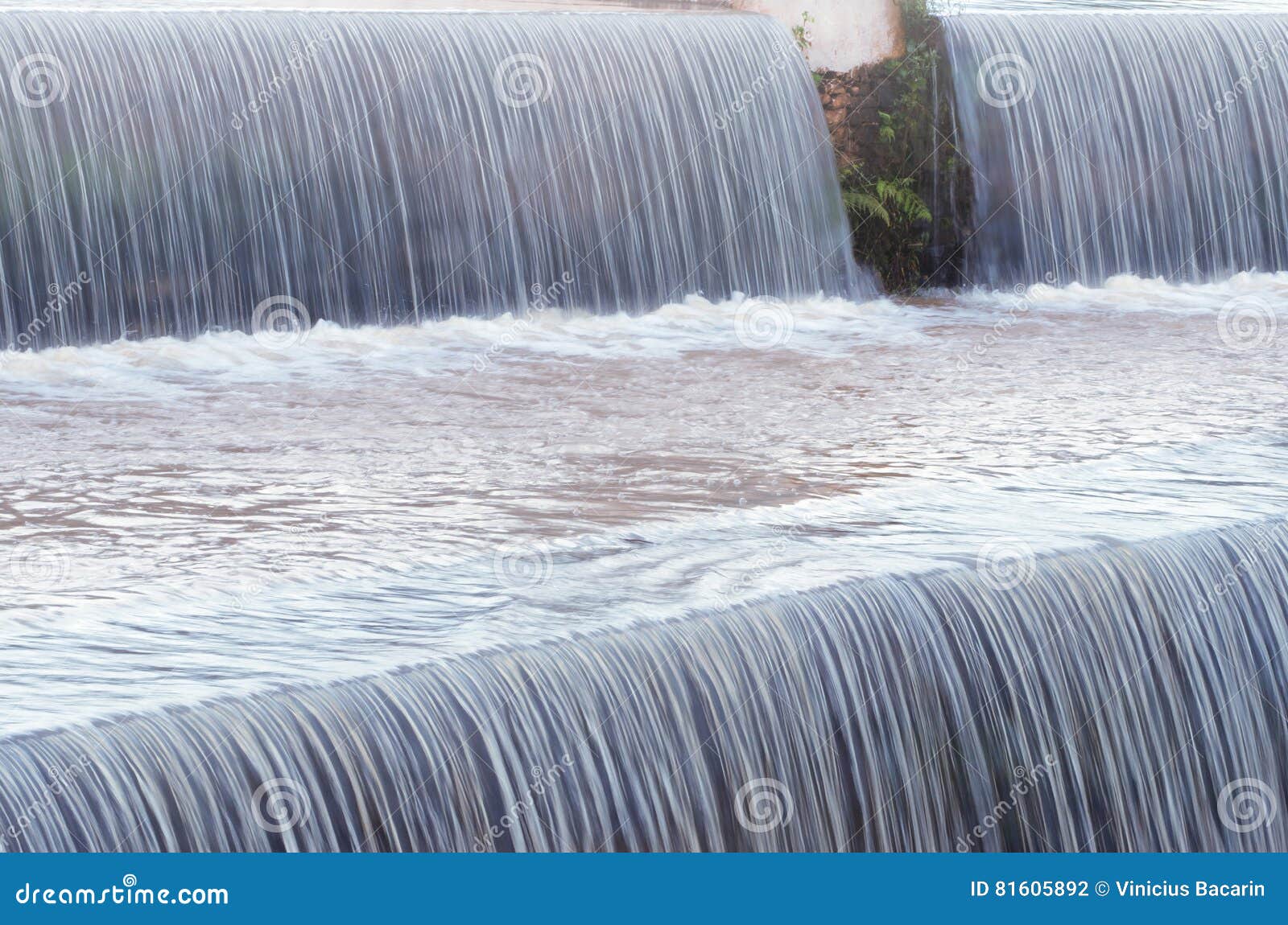 Double waterfall of a lake stock photo. Image of moving - 81605892
