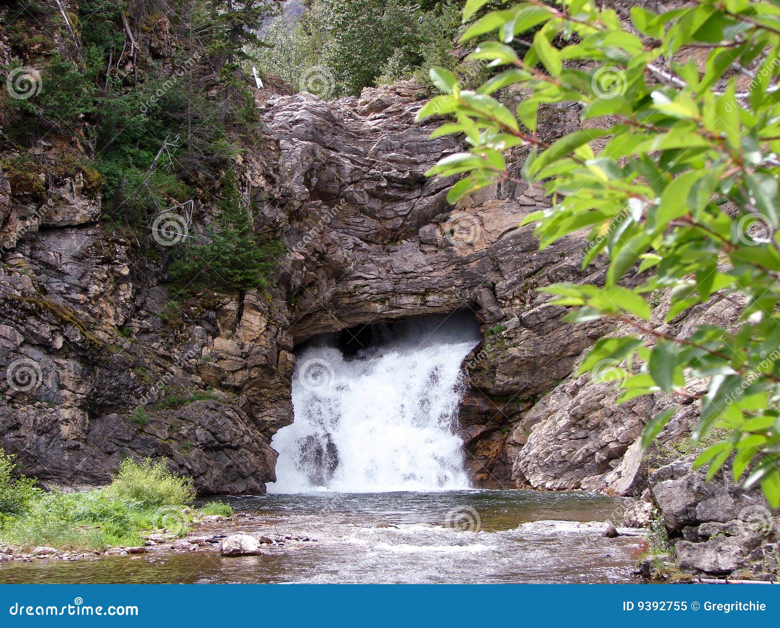 Double Waterfall in Late Summer Stock Image - Image of holiday, summer ...