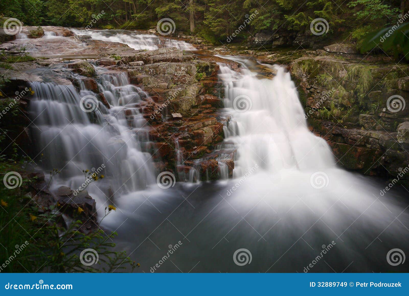 Double waterfall stock image. Image of terrain, waterfall - 32889749