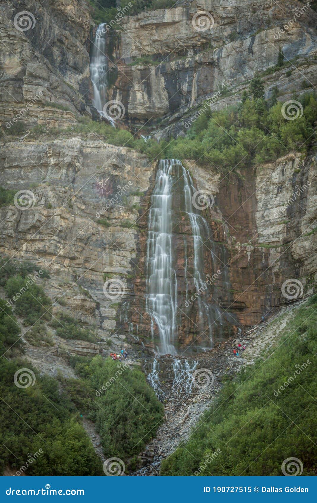 Double Waterfalls in the Summer Stock Image - Image of double, green ...