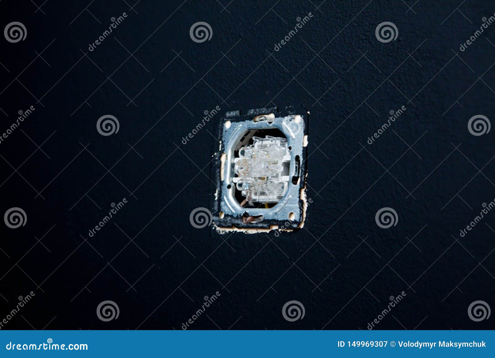 Double White Light Switches on a Black Wall Background. Horizontal ...