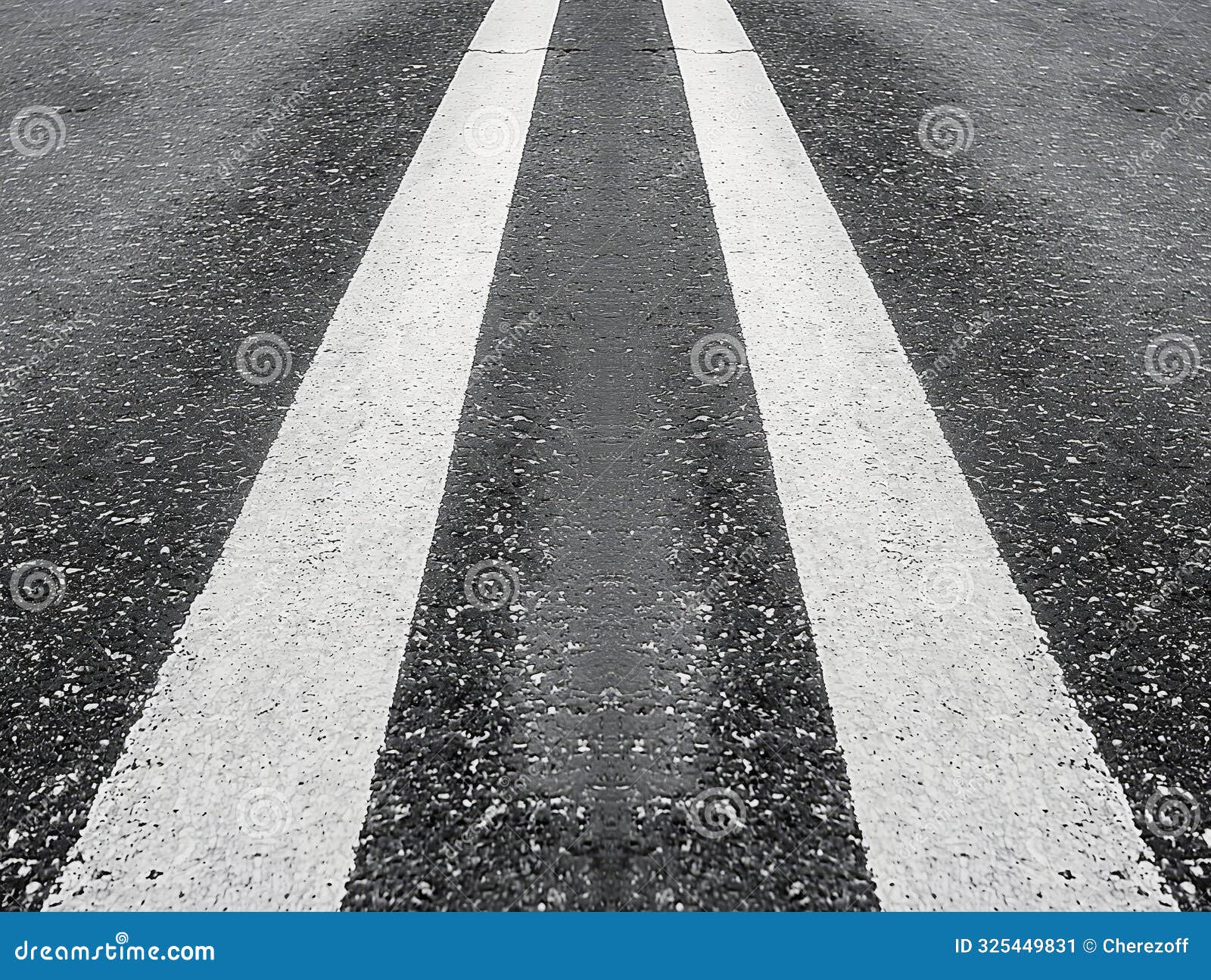 Double White Lines on Asphalt Road Stock Image - Image of parallel ...