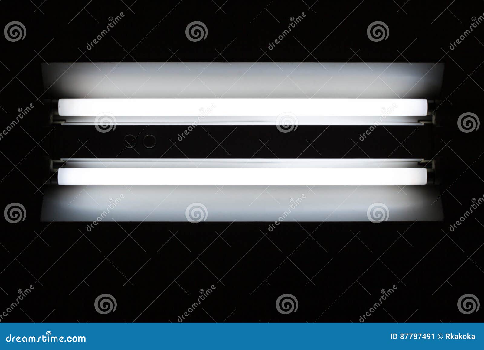 Double White Neon Light Lamp Glowing Stock Image - Image of tube ...